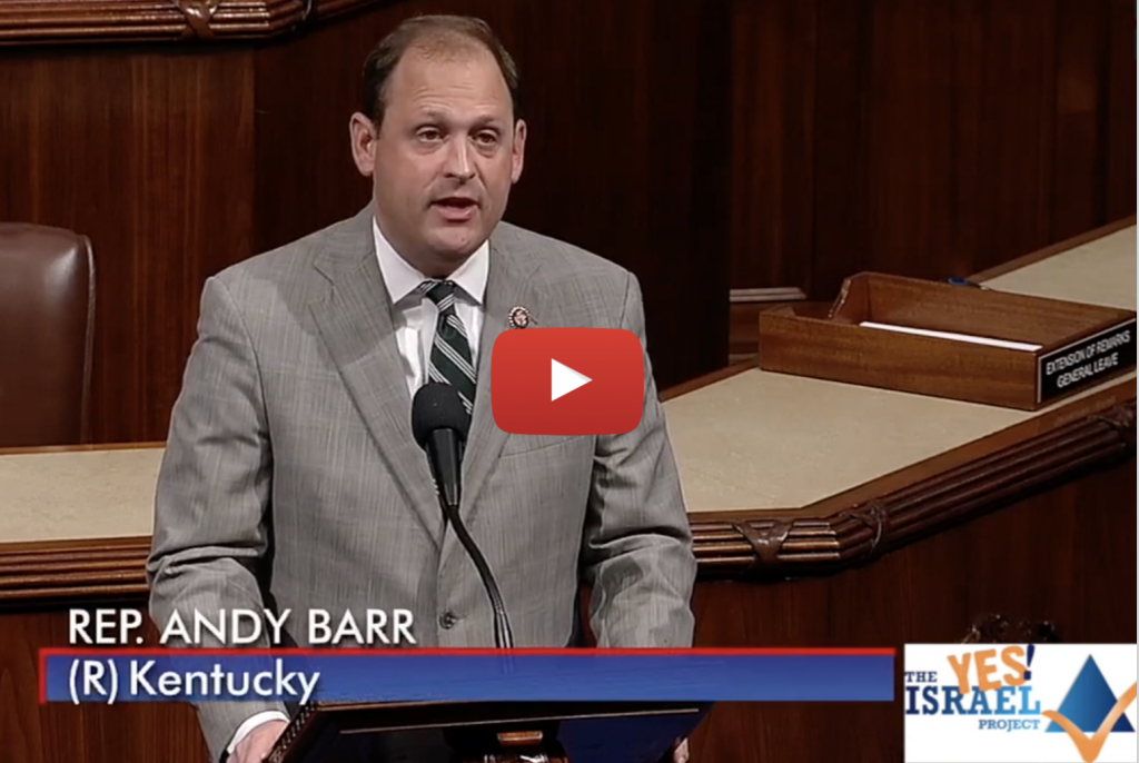 Congressman Andy Barr Bashes the 2 State Solution on the House Floor